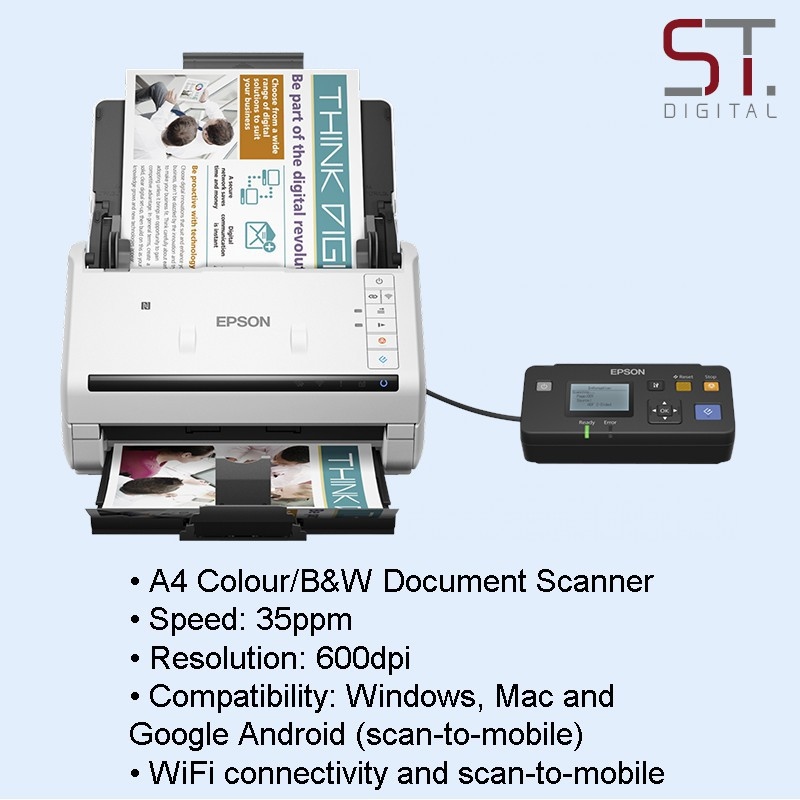 Epson WorkForce DS-570W A4 Wi-Fi Duplex Sheet-fed Document Scanner ...