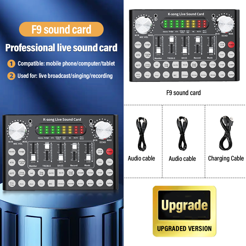[Local Stock]F9 Dual Live Sound Card Electric 18 Sound Effects Live ...