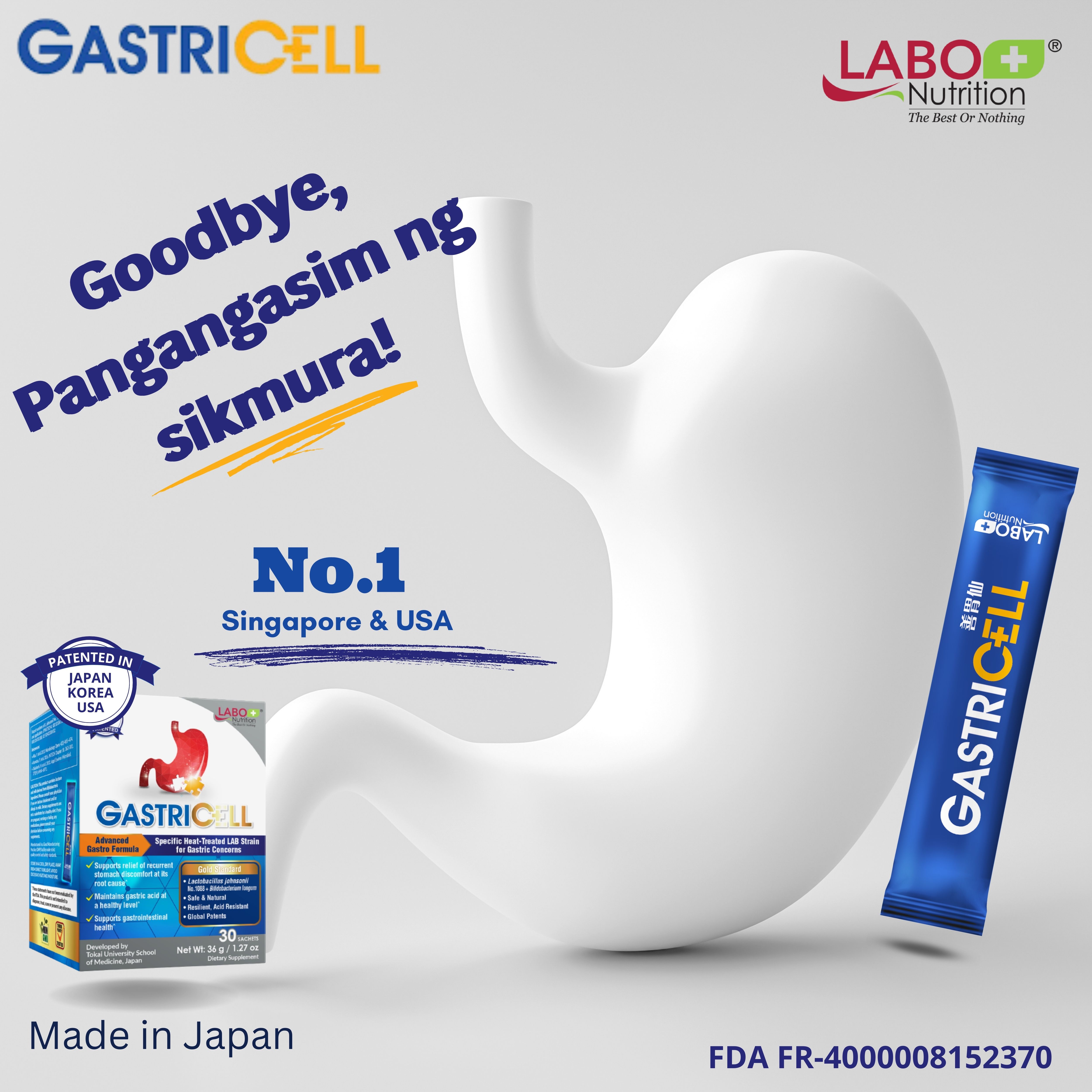 LABO NUTRITION GastriCELL Powder 30 sachets x 2 bxs, Effective for GERD ...