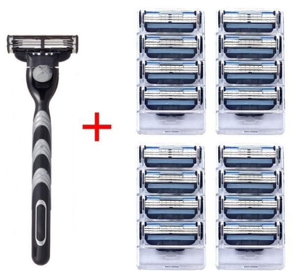 16pcs+1pcs Holder Compatible MACH 3 Razor Blade Manual Three-layer ...