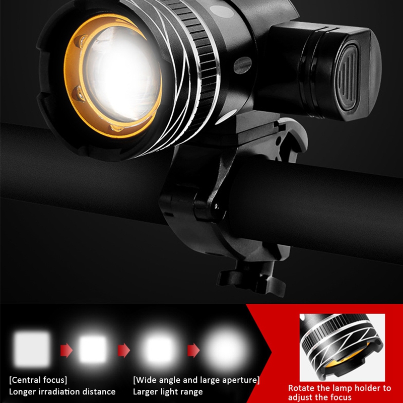 Electric Scooter LED Headlight USB Rechargeable T6 Spotlight Fog Lamp ...
