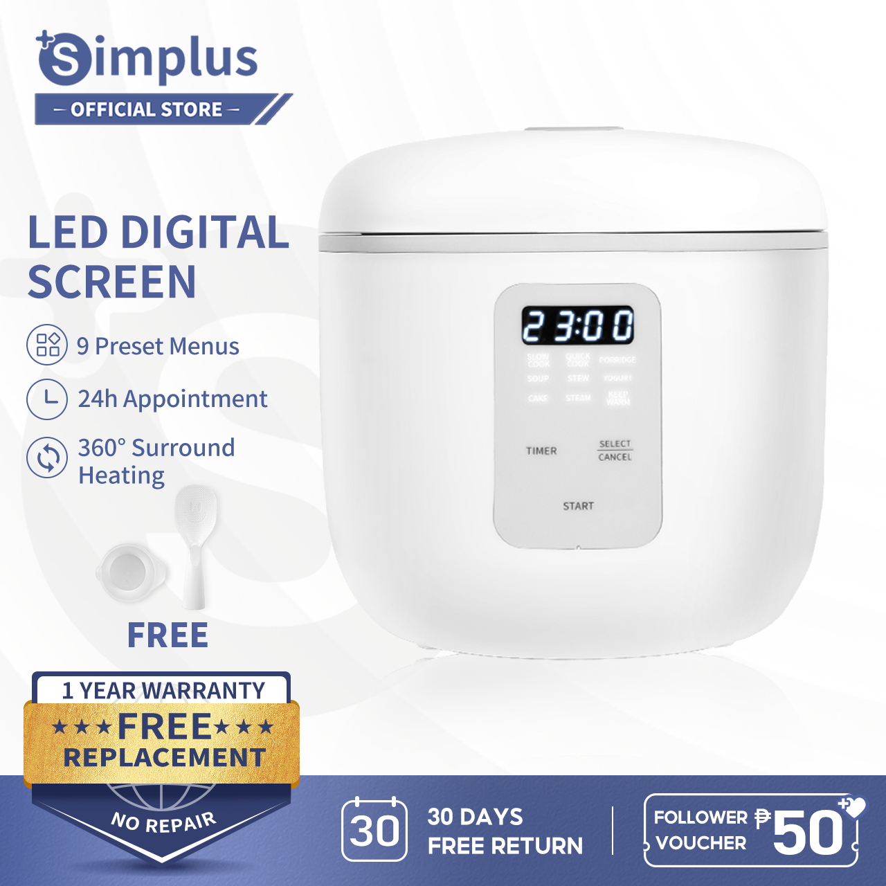 Simplus Digital Electric Rice Cooker 2L Large Capacity with 24hrs ...