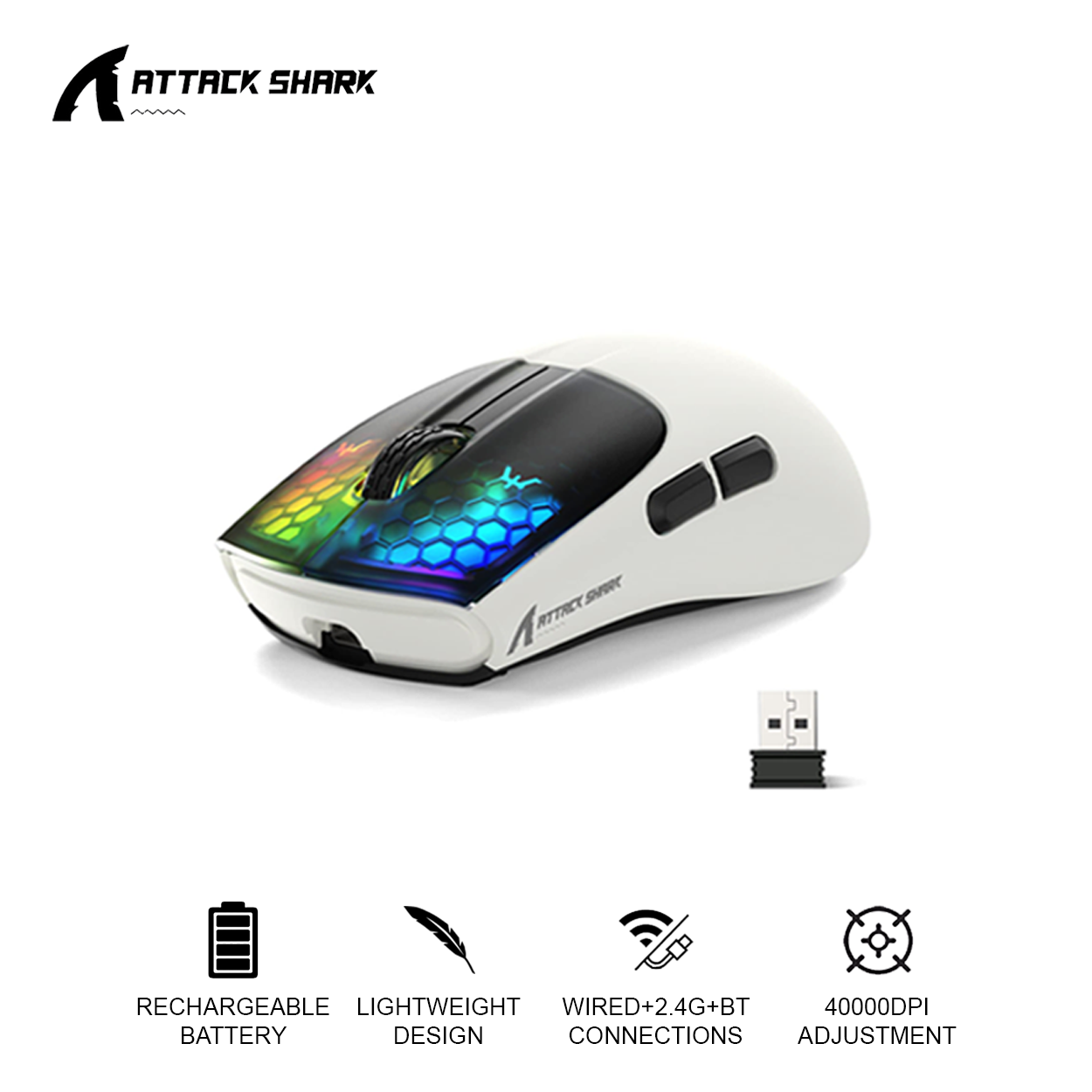 Attack Shark X5 Wireless Gaming Mouse Tri-Mode 2.4G USB-C Wired ...
