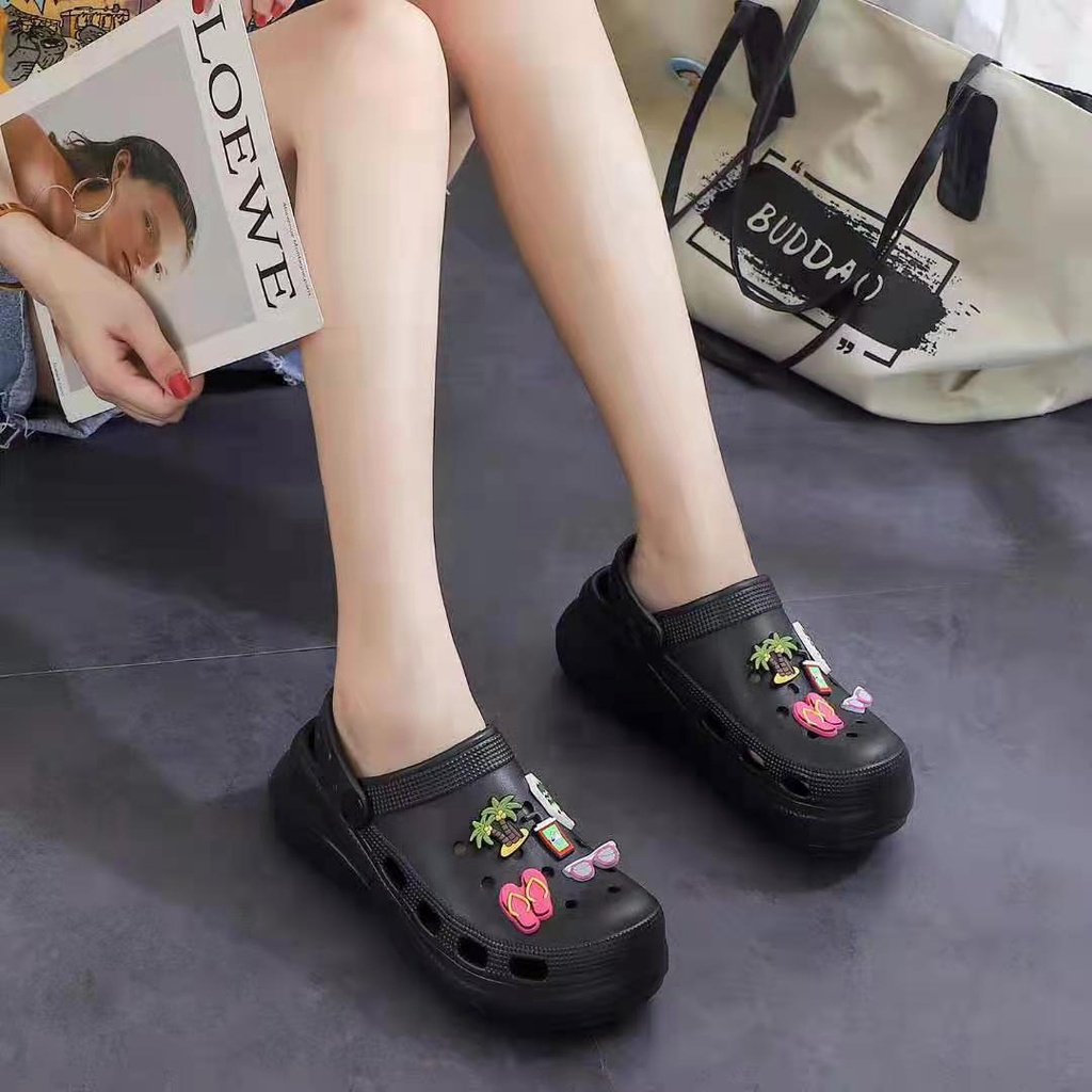 Crocs platform high-heeled sandals Thick bottom slippers for women ...