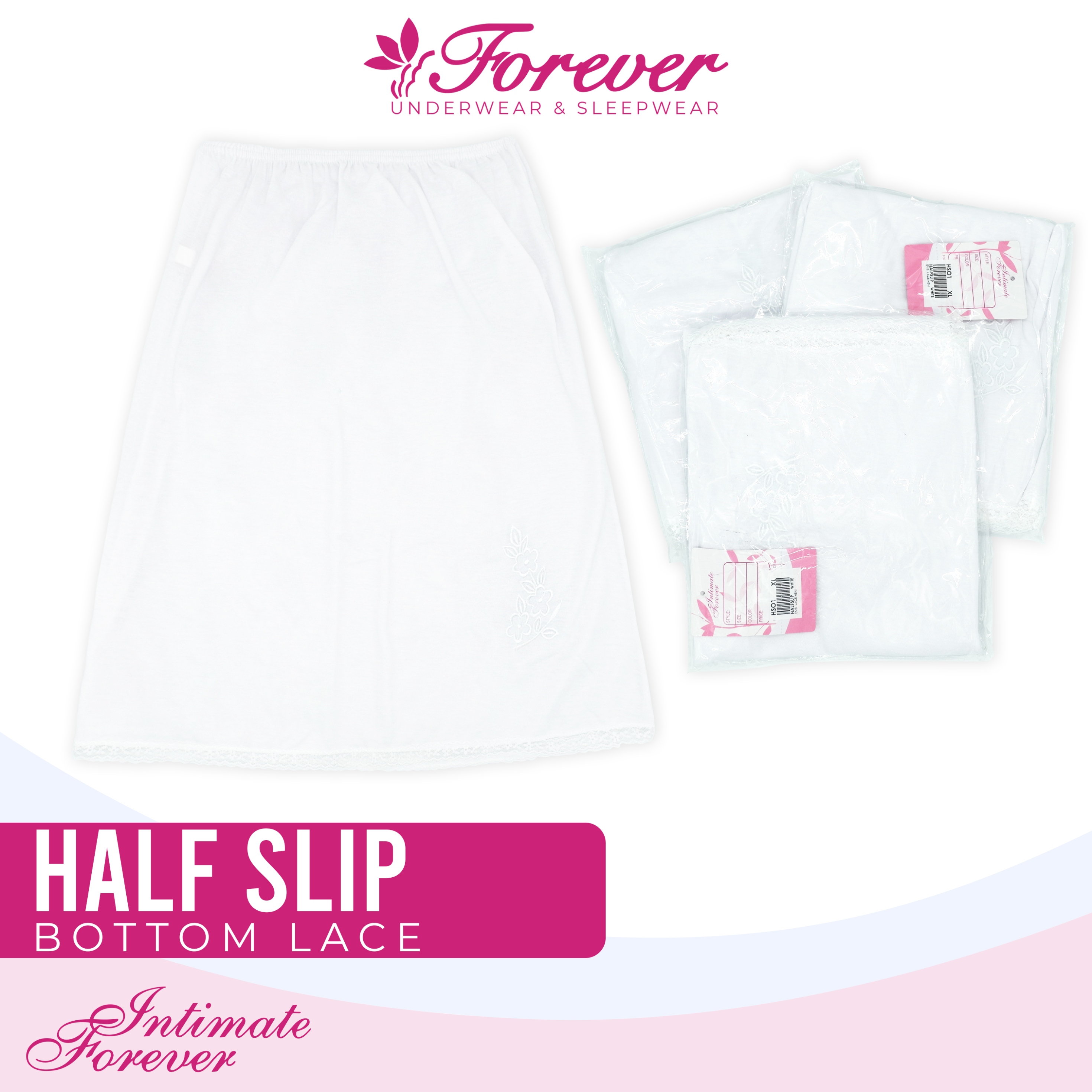 Intimate Forever HS01W Adult Ladies Plain all White half slip bottom ...