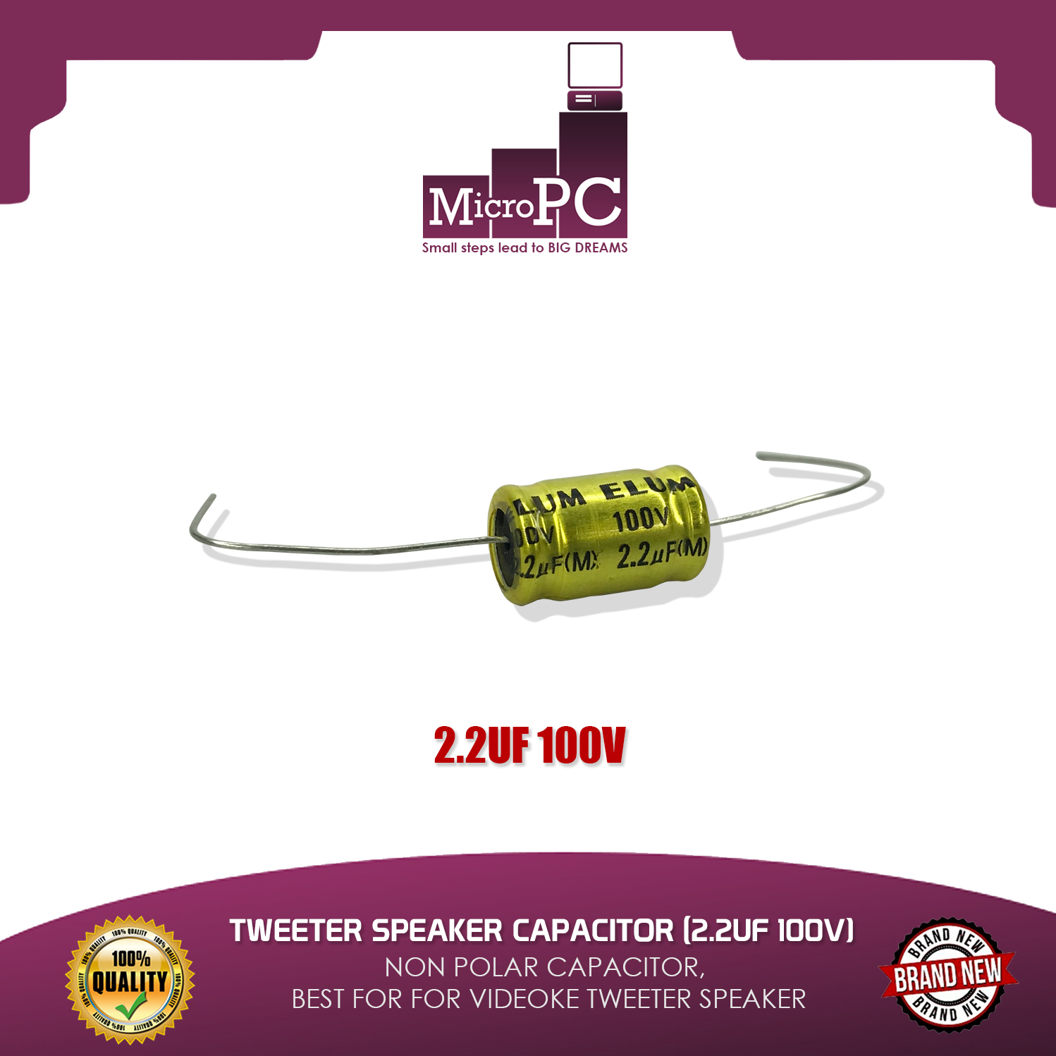 TWEETER SPEAKER CAPACITOR 100V, NON POLAR CAPACITOR, BEST FOR FOR ...