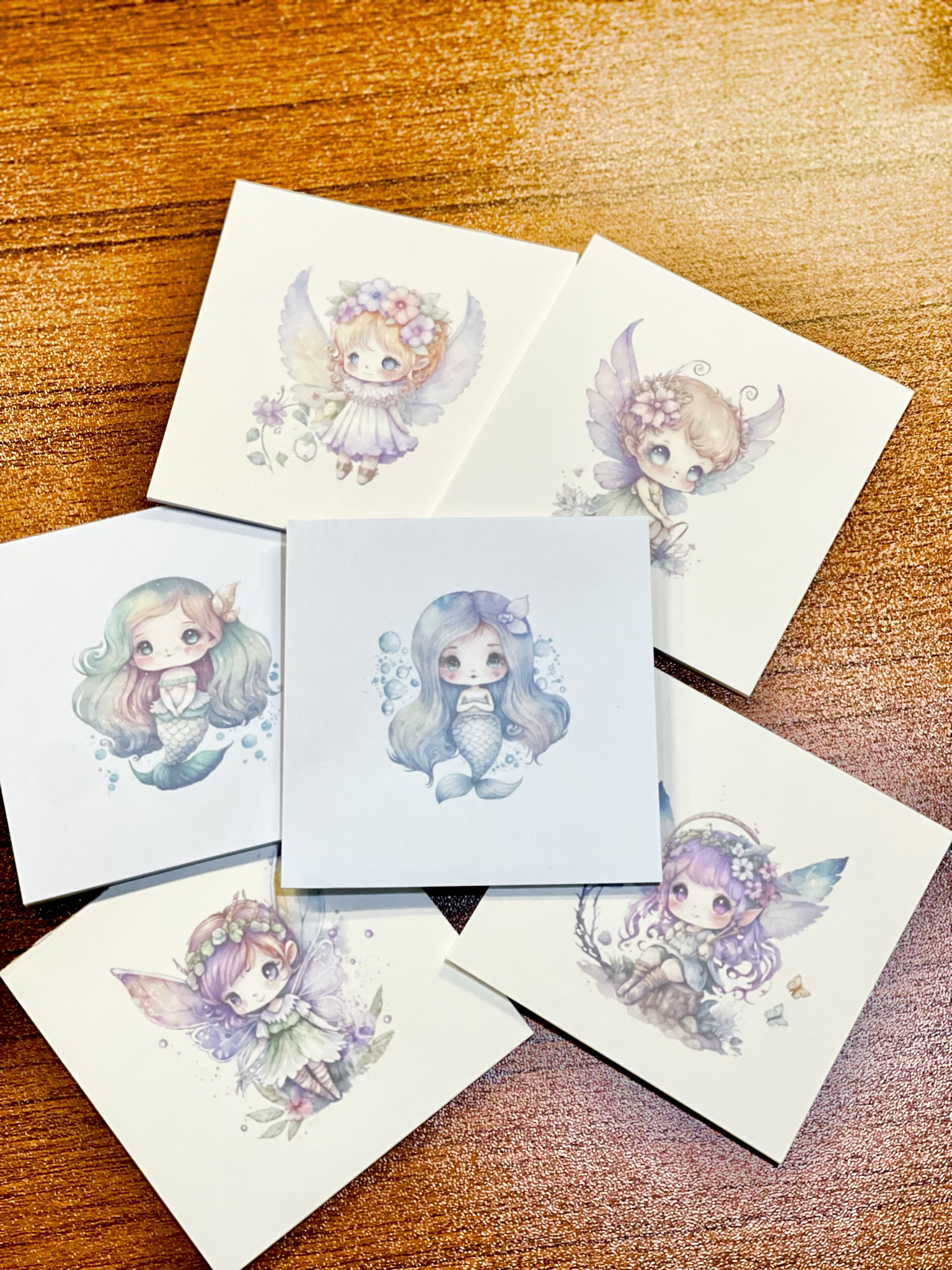 Cute Magical Creatures Notepad 3x3" / Fairy Notepad / Mermaid Memopad ...