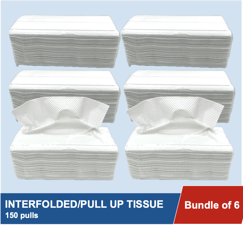 6 PACKS Interfolded Facial Tissue 150 pulls [Paper Towel / Pull up ...