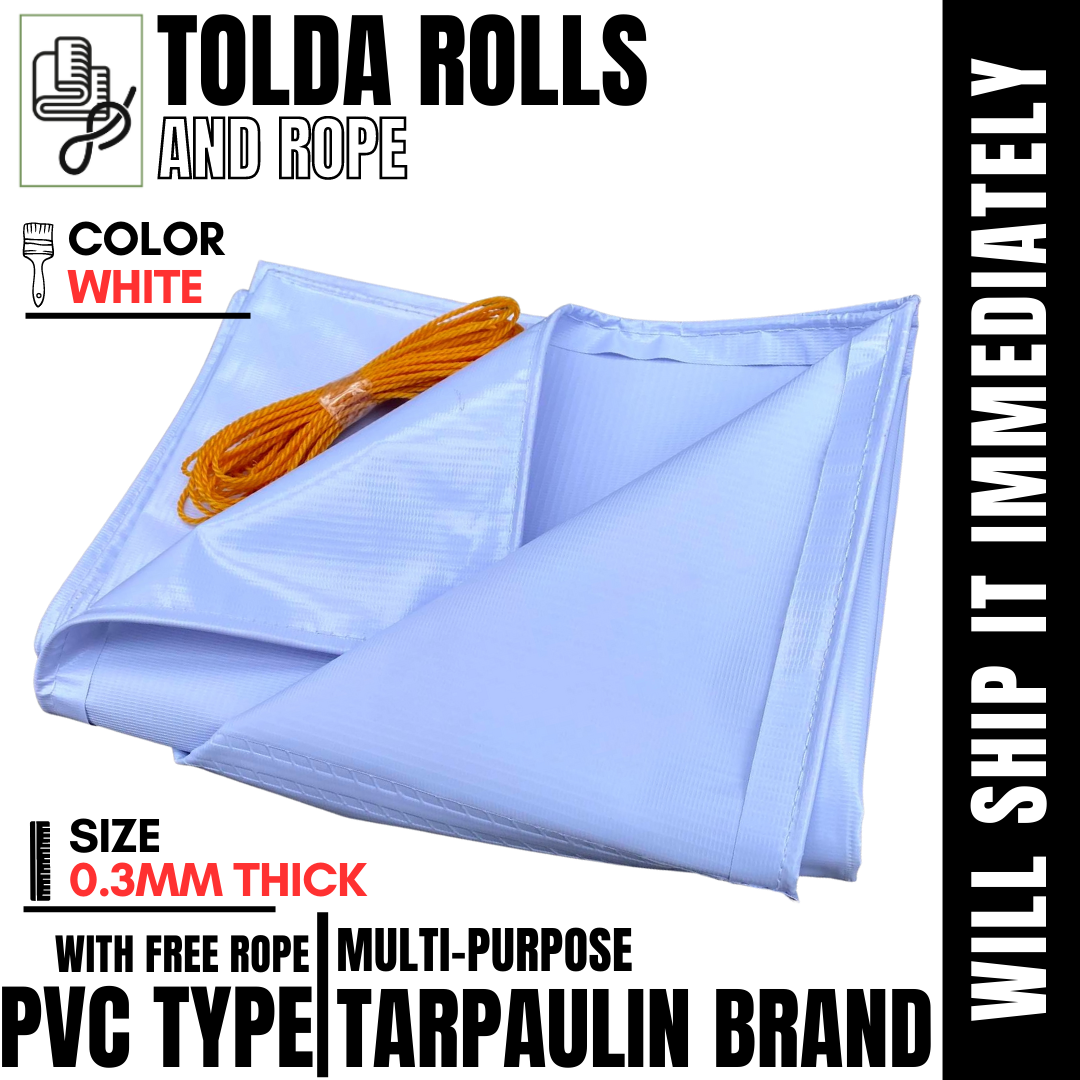 FREE ROPE!! 4x14ft HIGH QUALITY WHITE TARPAULIN "FOR TEMPORARY USE ONLY ...