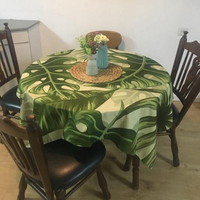 Tropical Plants Pattern Linen Waterproof Tablecloths Decorative Home ...