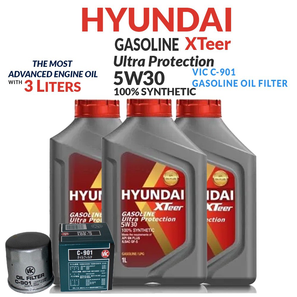 Hyundai XTeer Ultra Protection 5W-30 Synthetic Motor Oil Change 3L with ...