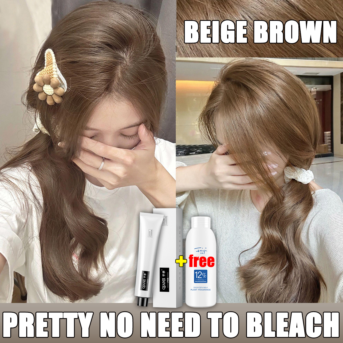 Free gift peroxide milk KOREA Original Hair Dye 100ml*2 No need to ...