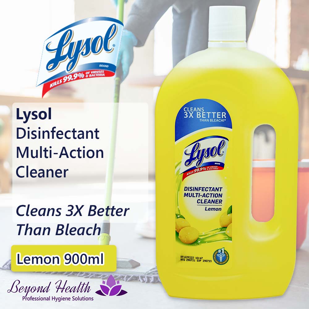 Lysol Multi-Action Cleaner [900ML Lemon Scent] 3X Better Than Bleach ...