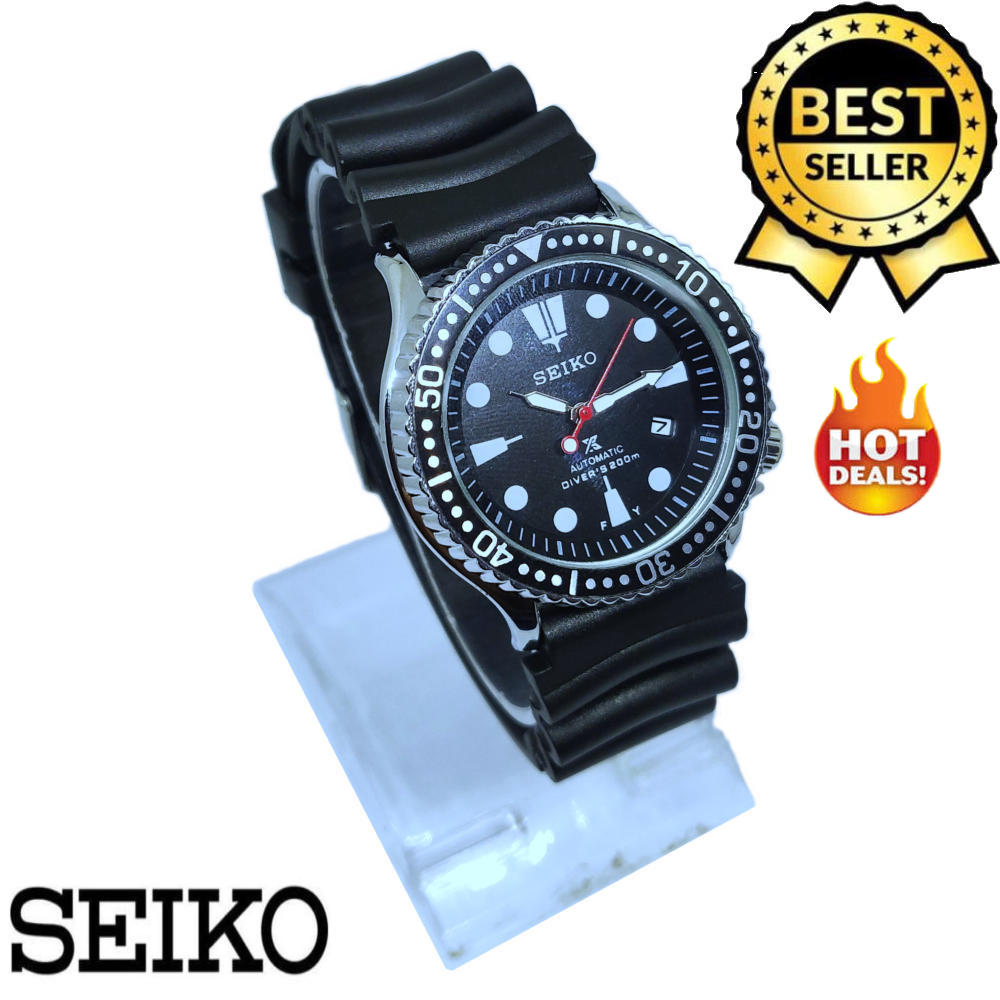 Seiko Divers Re Creation Limited Edition All Black Resin Band Watch ...