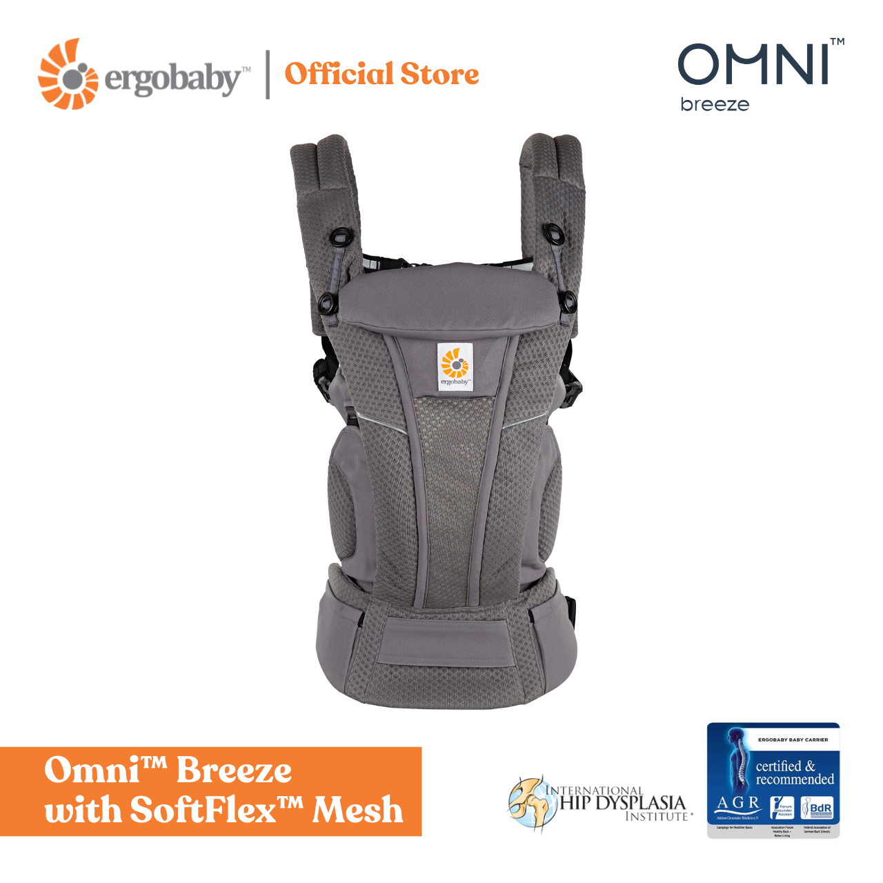 Ergobaby Omni™ Breeze in Graphite Grey, All in One Baby Carrier, #1 in Airflow with SoftFlex ...