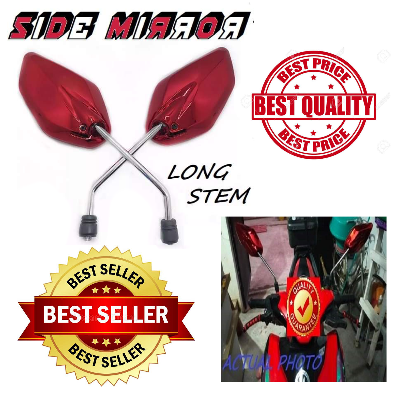 SUZUKI Smash SIDE MIRROR Motorcycle STOCK type LONG STEM STANDARD SIZE ...