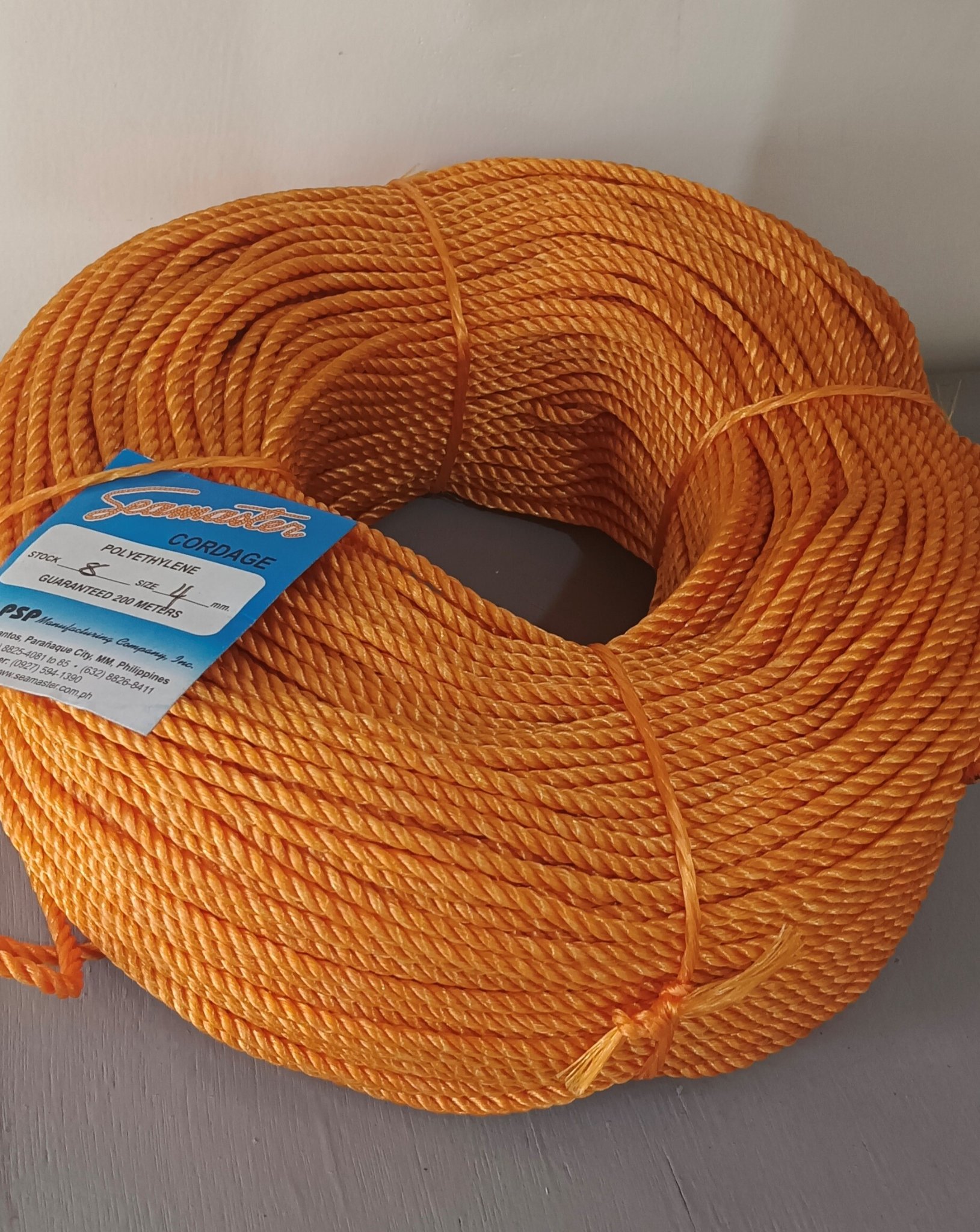 hrd-Nylon Rope 4mm x 200 meters Twisted Braided Rope (Dark Orange ...