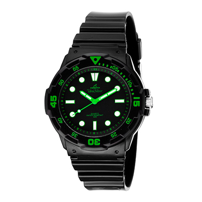 UniSilver TIME CALDEN Men's Large Analog Light Green /Black Rubber ...