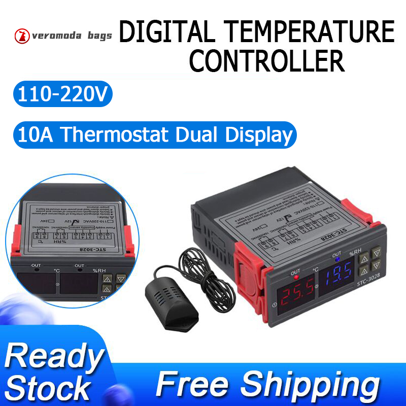 Stc-3028 Digital Temperature Humidity Meter 110-220V 10A Thermostat Dual Display Thermometer ...