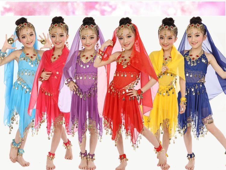 Kids Child Belly Dance Costumes Belt And Top Set Oriental Dance For ...
