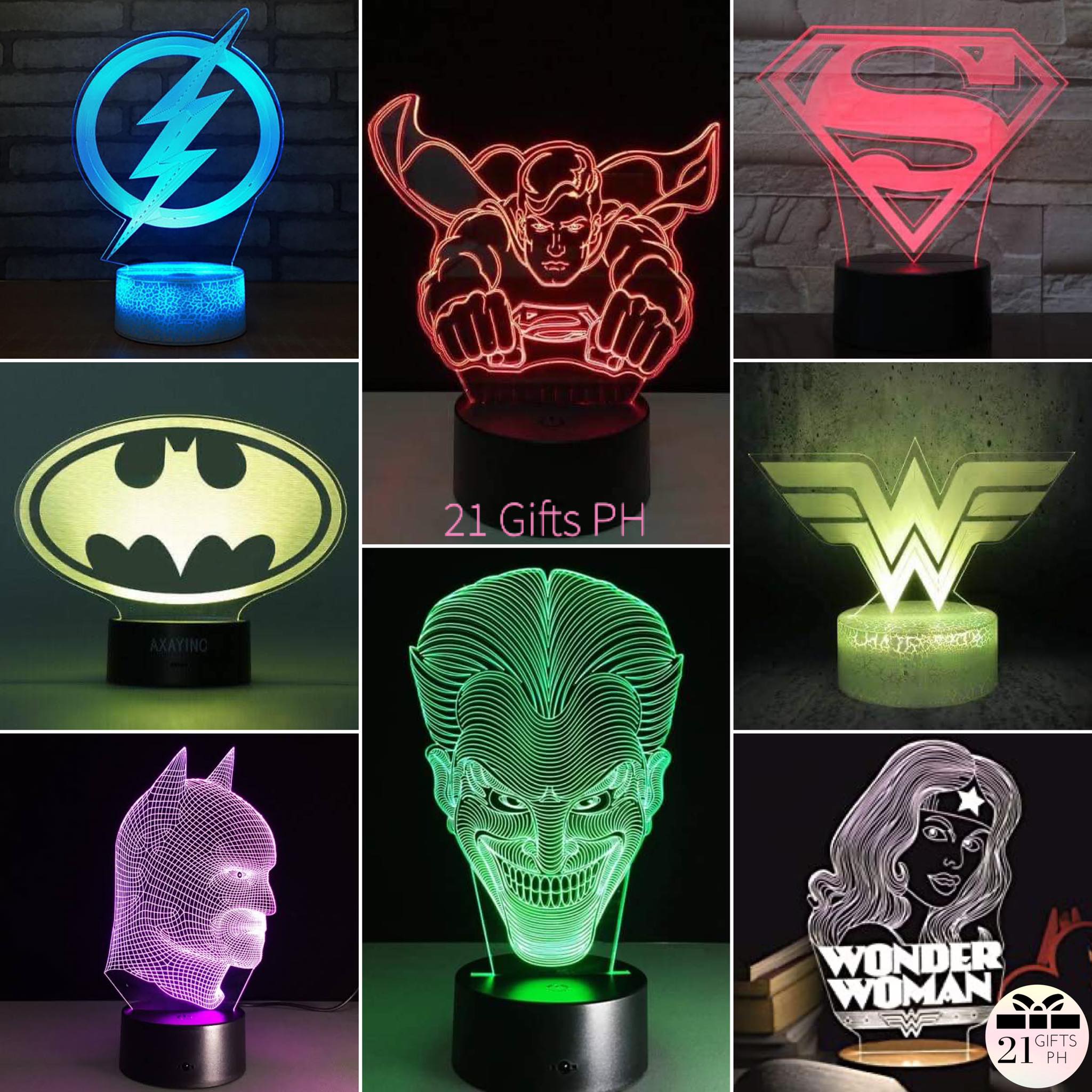 DC Superman Batman Wonderwoman Flash Joker Acrylic LED Table Desk Lamp ...