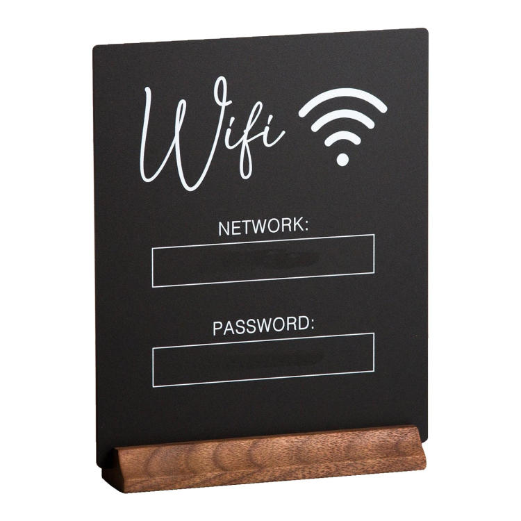 WiFi Board Sign WiFi Signage with Wooden Base for Hotel Freestanding ...