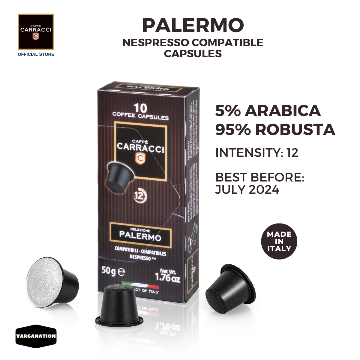 Carracci Palermo Coffee Capsules Compatible with Nespresso - Made in ...