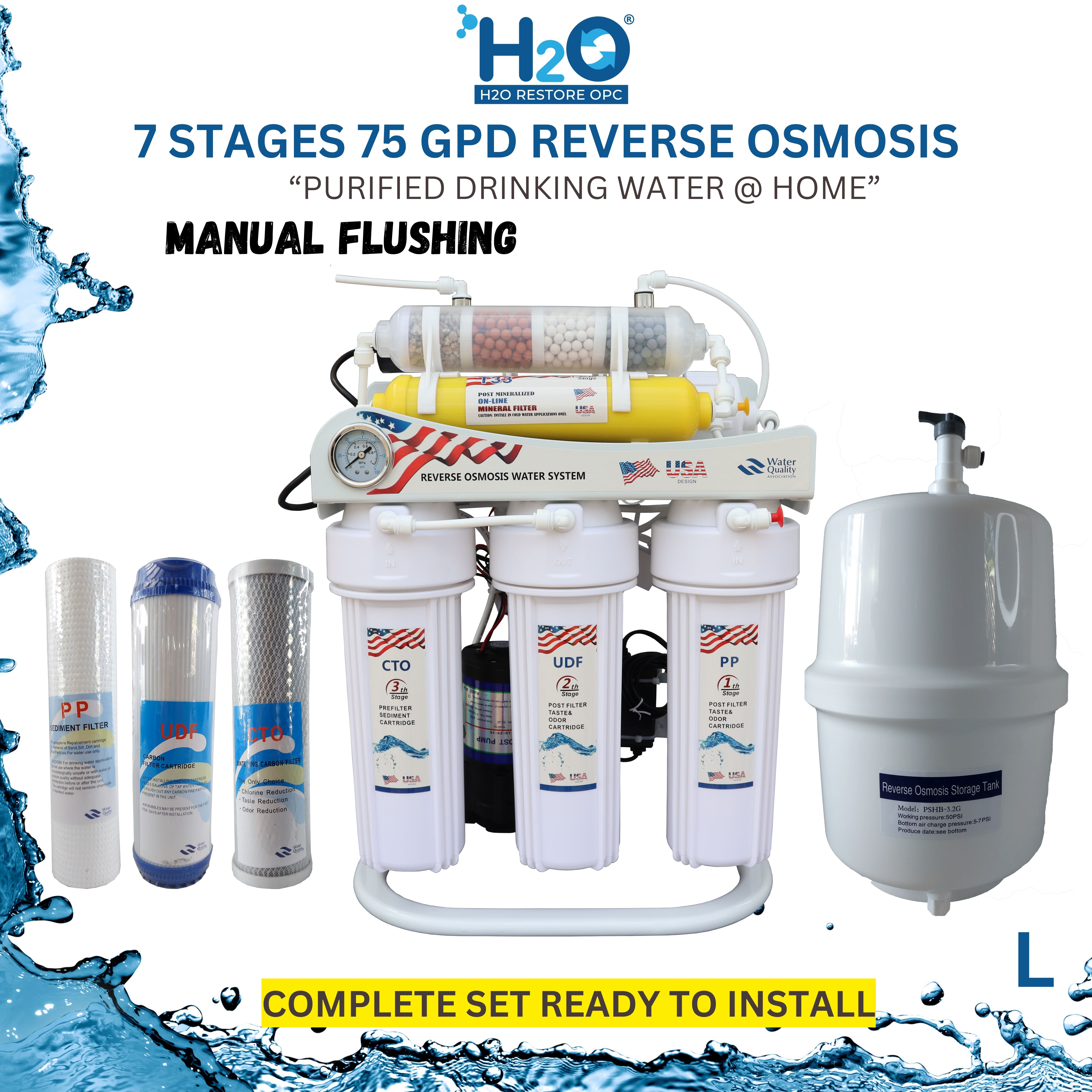 7 Stages 75 GPD Reverse Osmosis Stand Alone Drinking Water System ...