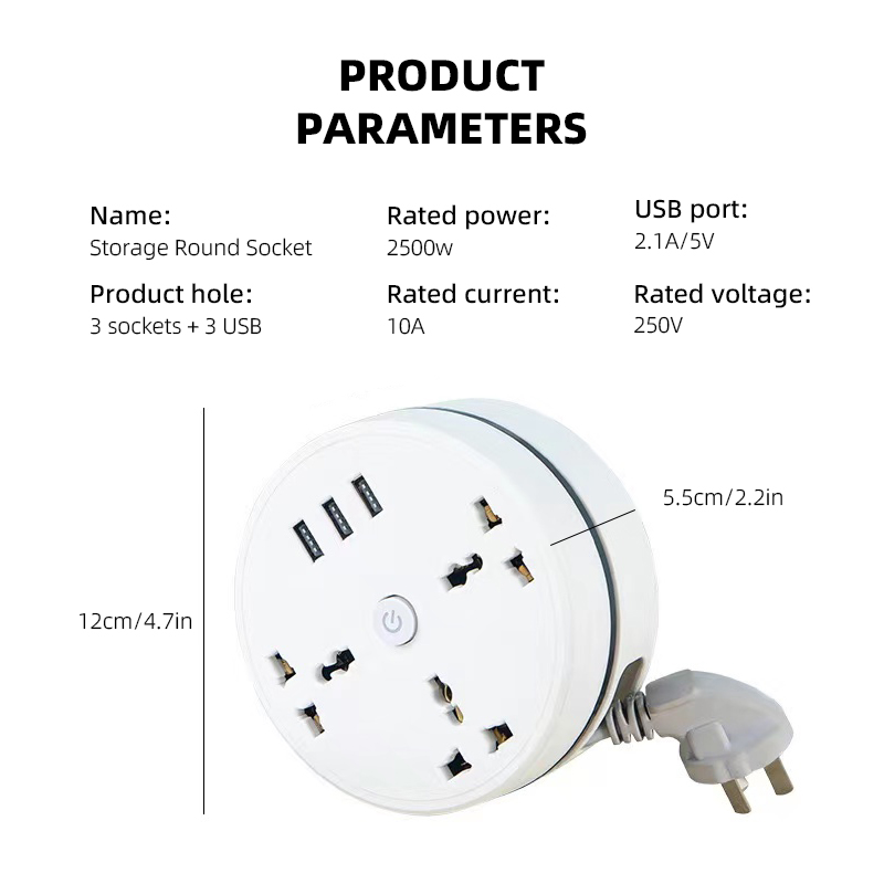 【U-Home Store.PHPower Extension Socket 3-pin Plug 3 AC Universal with 3 ...