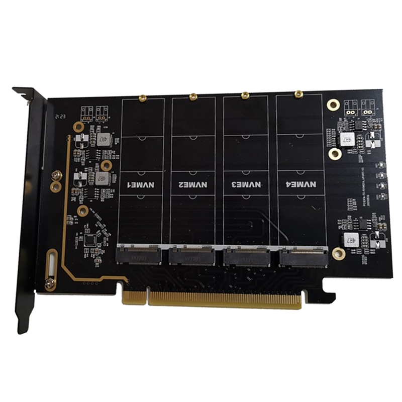 M.2 NVME to PCIe 4.0 X16 Adapter Card, Supports 4 NVMe M.2 2280 ...