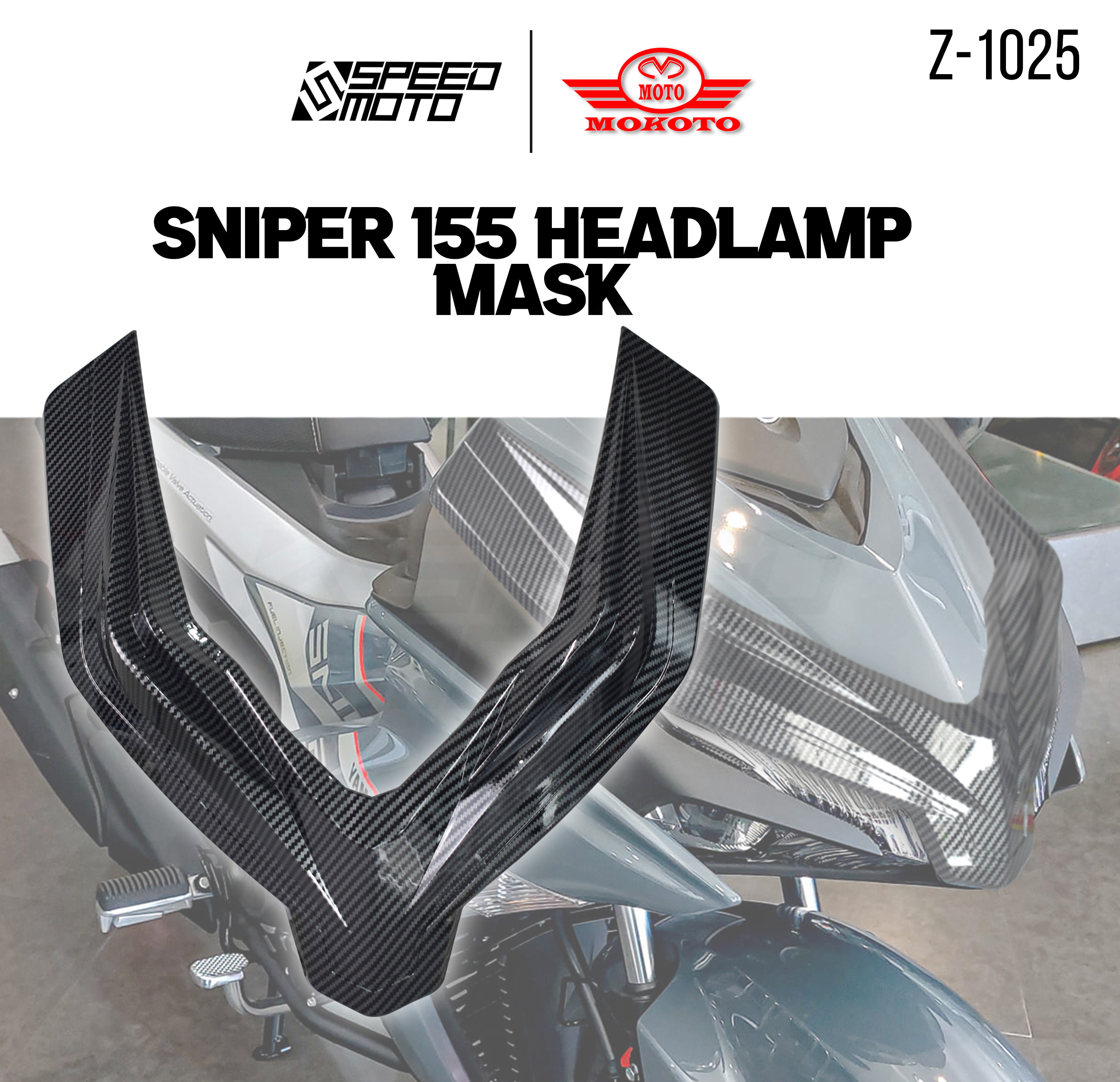 SNIPER 155 FRONT HEADLIGHT MASK CARBON Z-1025 / HEAD LAMP GARNISH FOR ...