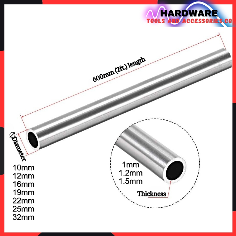 304 Stainless Steel Round Tube - Seamless Chrome Finish (2FT) HARDWARE ...