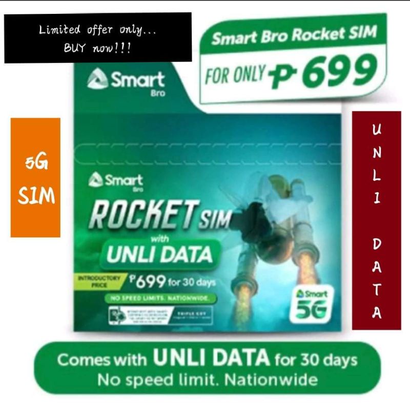 【Ready Stock】 ROCKET SMART SIM UNLI DATA NA FOR 1MONTH 2G 3G 4G 5G ...