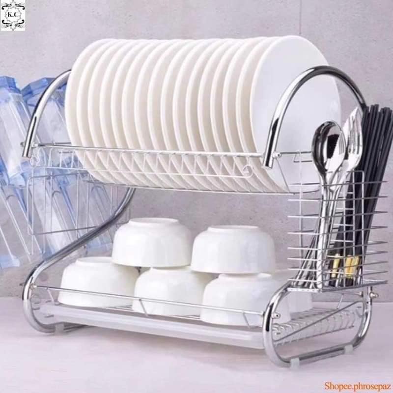 Double Layer Plate Bowel Cup Cutlery Dish Drainer Dryer Drip Tray ...