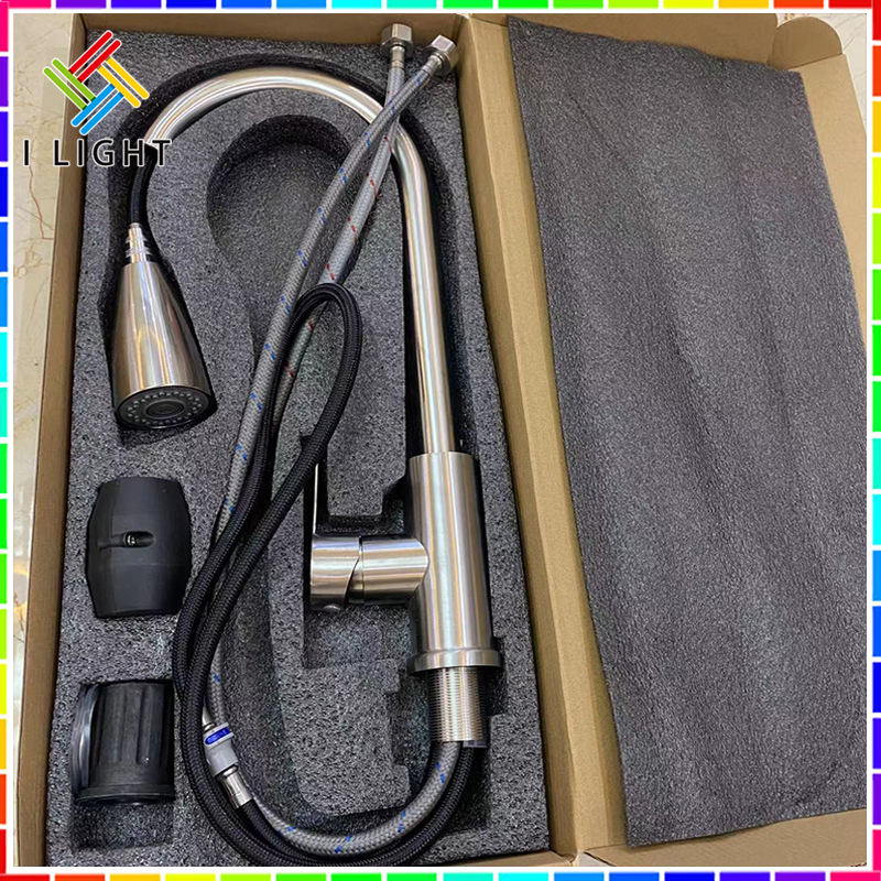 （Fast Delivery）SUS304 Flexible Kitchen Faucet Black/Silver Rotate ...