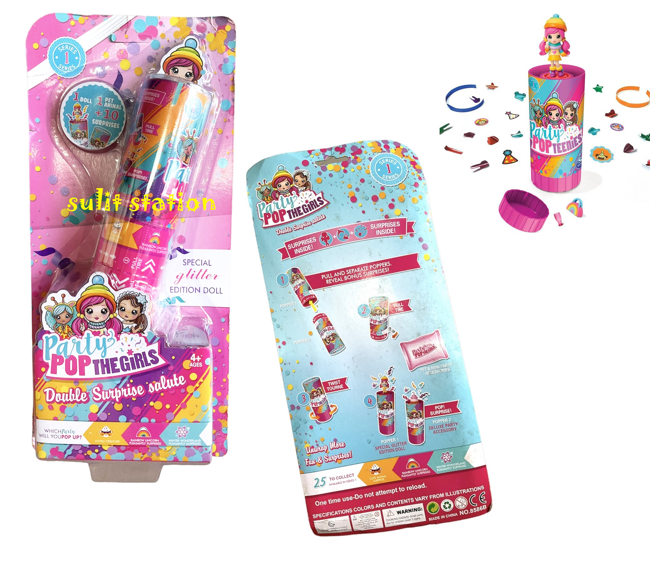 PARTY POP UP THE GIRLS SURPRISE FASHION ACCESSORIES DOLL POPPER TOY ...