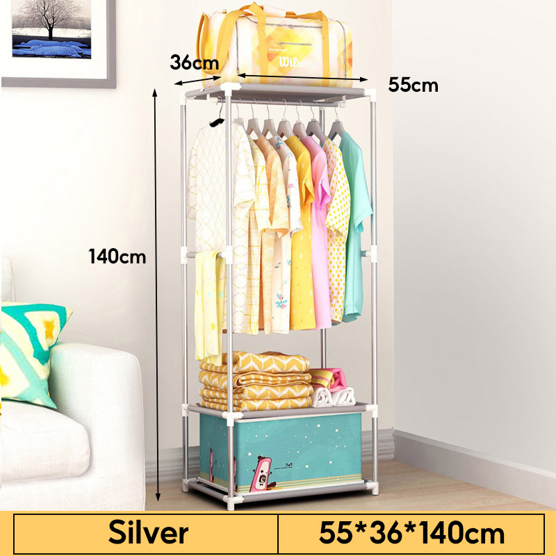 60-150CM Clothes Rack Double Rod Clothes Hanging Rack Stainless Steel ...