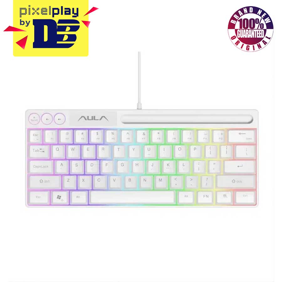 Aula Wind F3061 Membrane RGB TKL Wired Silicone Keyboard (White ...