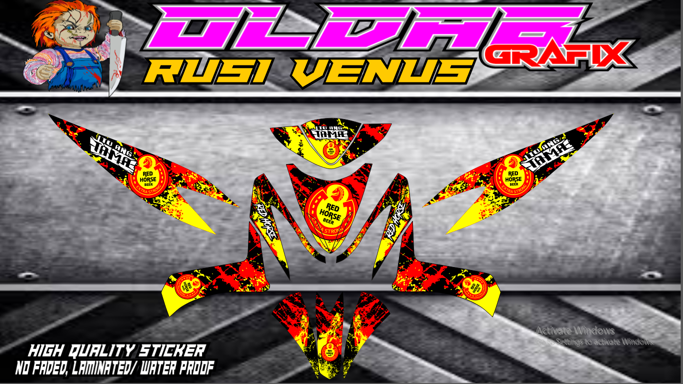 RUSI VENUS STICKER DECALS, RED HORSE, 072 | Lazada PH