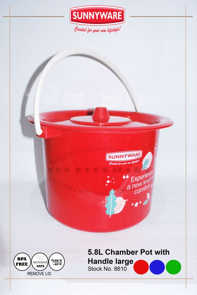 Sunnyware-Chamber Pot Arinola with Handle-Large-[8610]-Green Blue Red ...