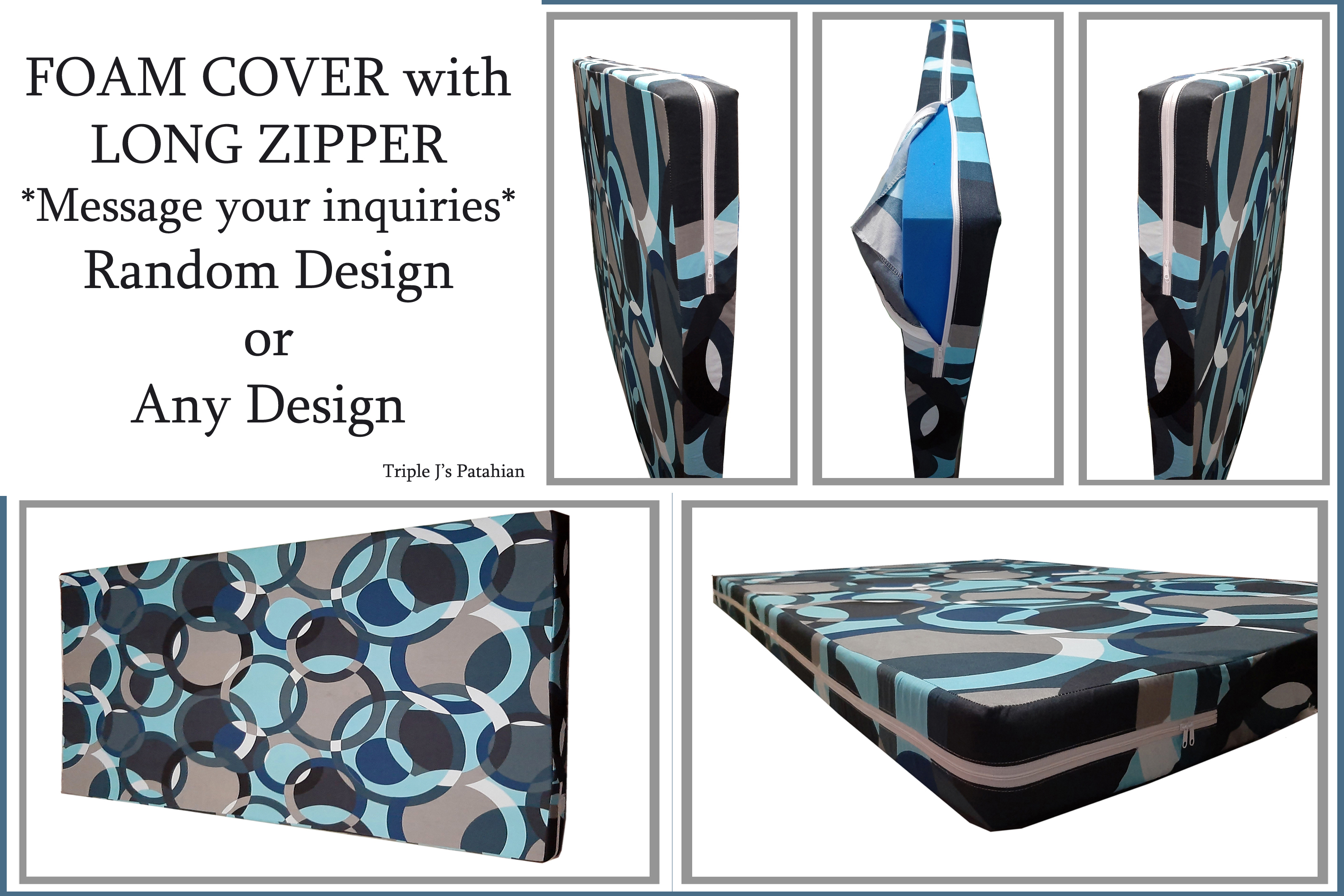 FOAM COVER WITH LONG ZIPPER | SEMI COTTON | RANDOM DESIGN !! | Lazada PH