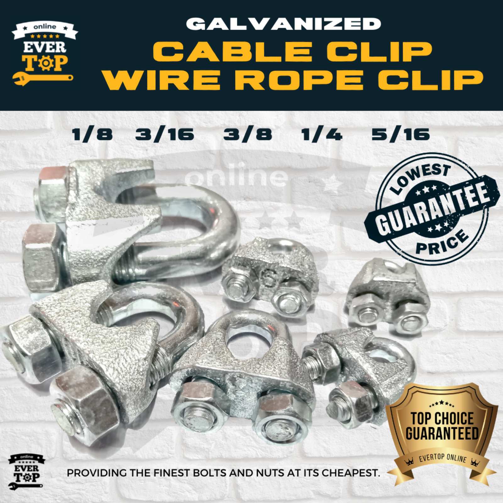 1/8 Inch Cable Clamps 1/8 Inch Stainless Steel Wire Rope Clips - 10 ...