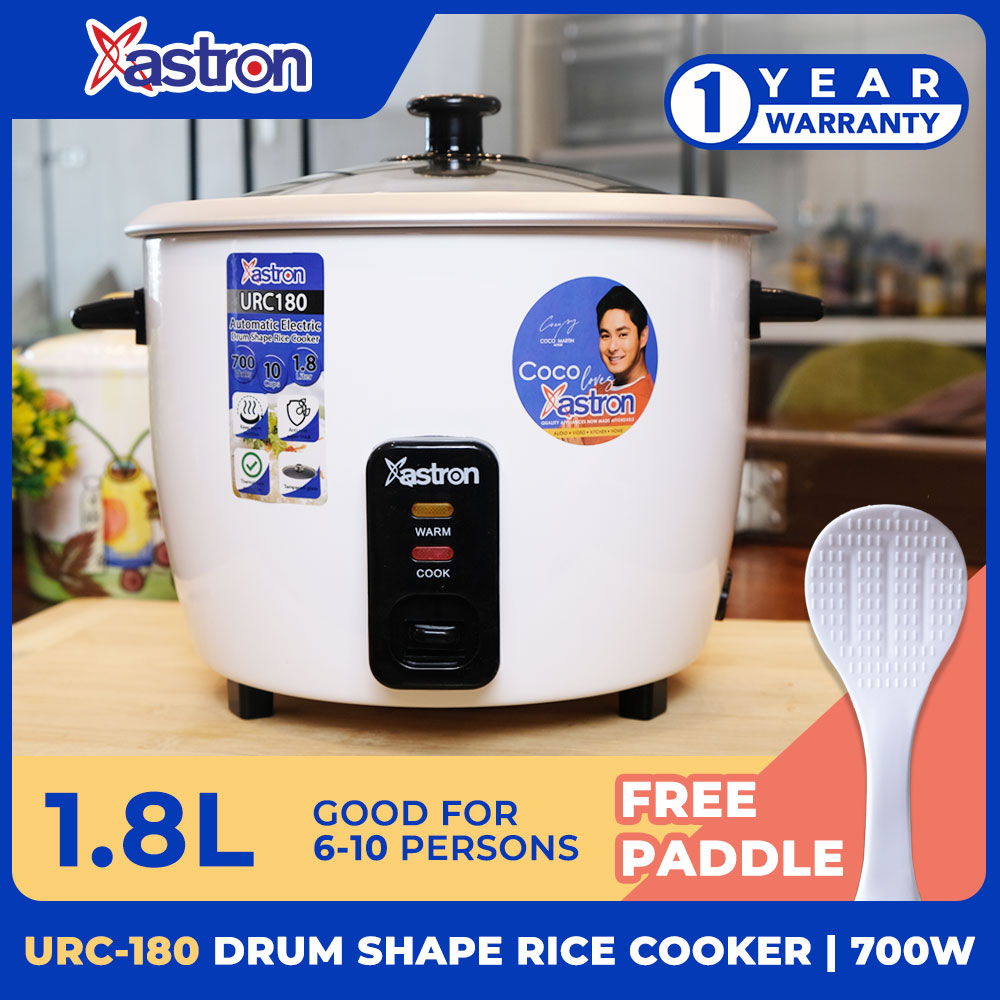 Astron URC-180 1.8L Drum Shape Rice Cooker (White) | 10 cups | 700W | 6 ...