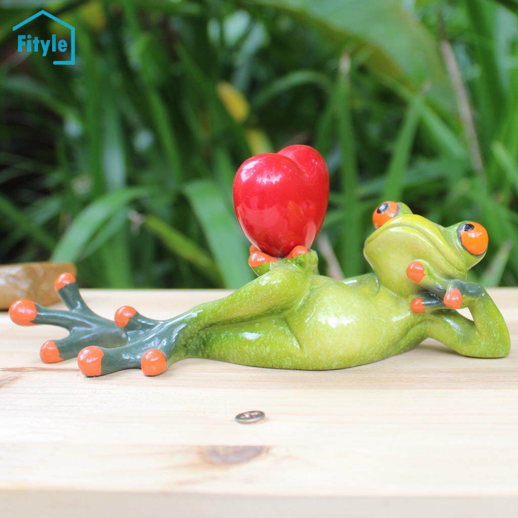 Fityle Cute Frog Figurine Cartoon Miniature Frog Figurines Resin Crafts ...