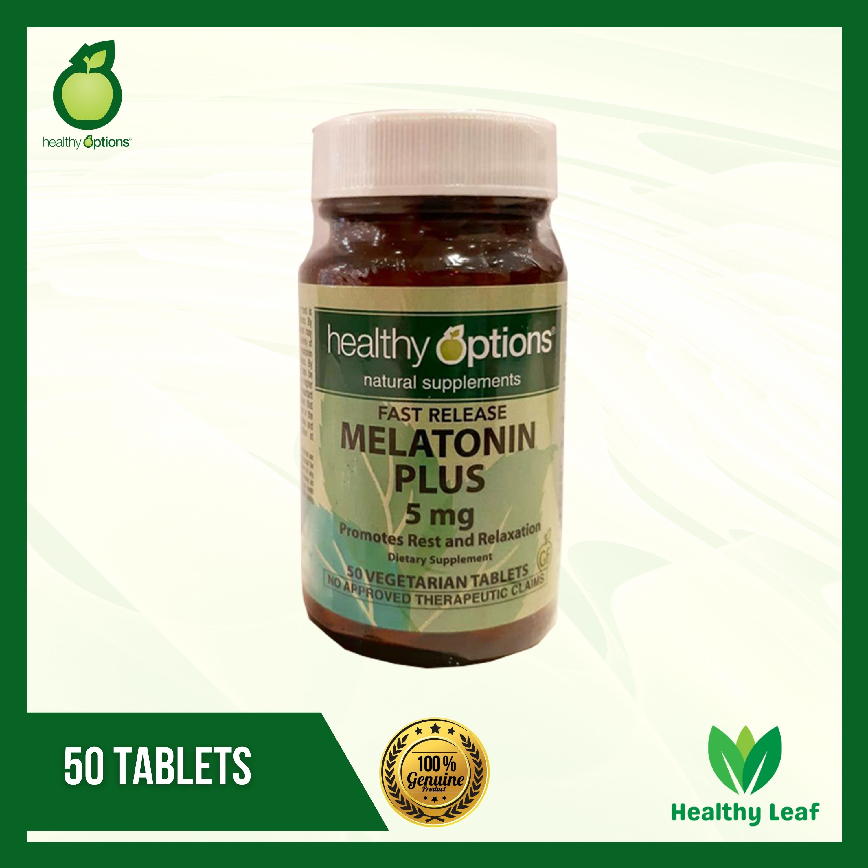 HEALTHY OPTIONS, MELATONIN PLUS 5MG, (50 VEGAN TABLETS) | Lazada PH