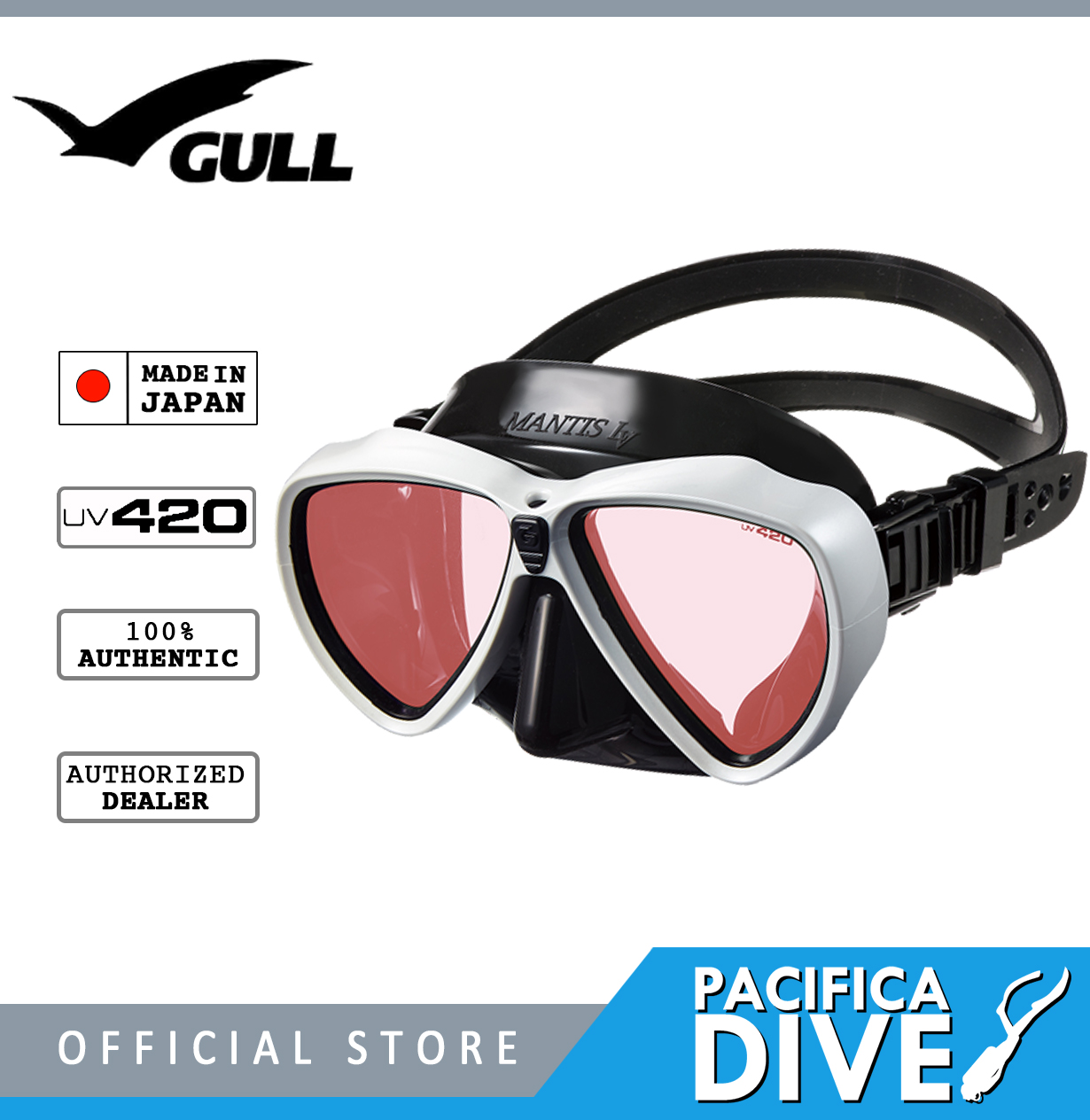 GULL, Mantis Lv Mask, Black Silicone, Mt White Glass Frame, 2021 Model ...