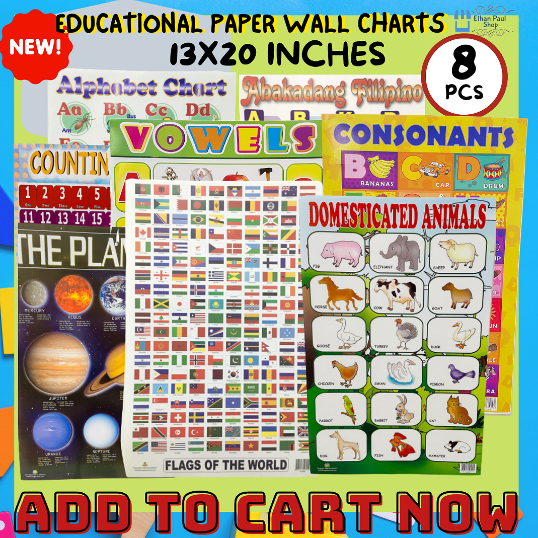 10-13 pcs Random Educational Wall Basic Paper Charts Learning Poster ...