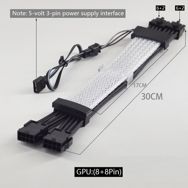 24Pin/9Pin Neon Line Power RGB PSU Line PC Motherboard Power Extension ...