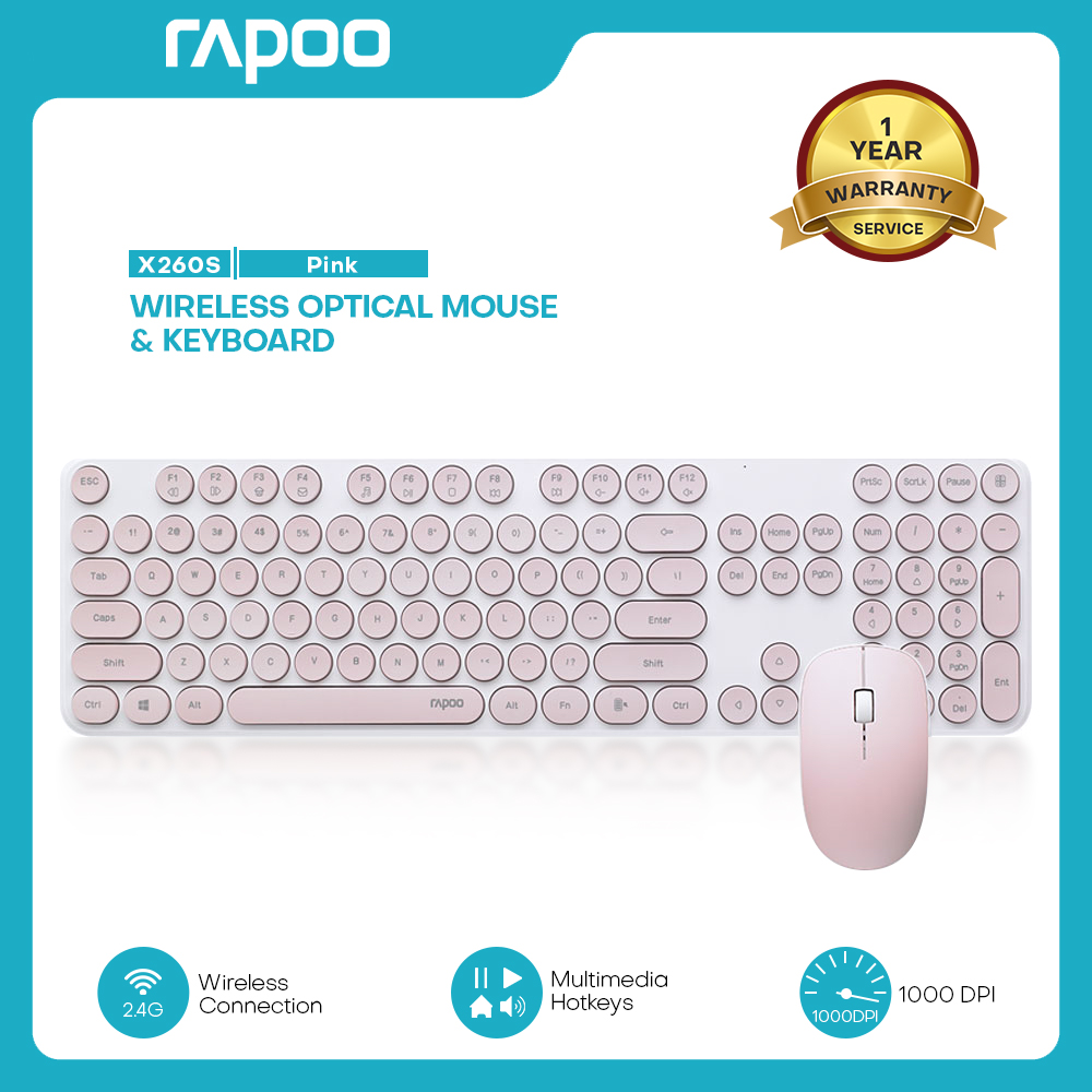 RAPOO X260/X260S Wireless Optical Mouse & Keyboard Black - 2.4G Connection, 10M Range Spill ...
