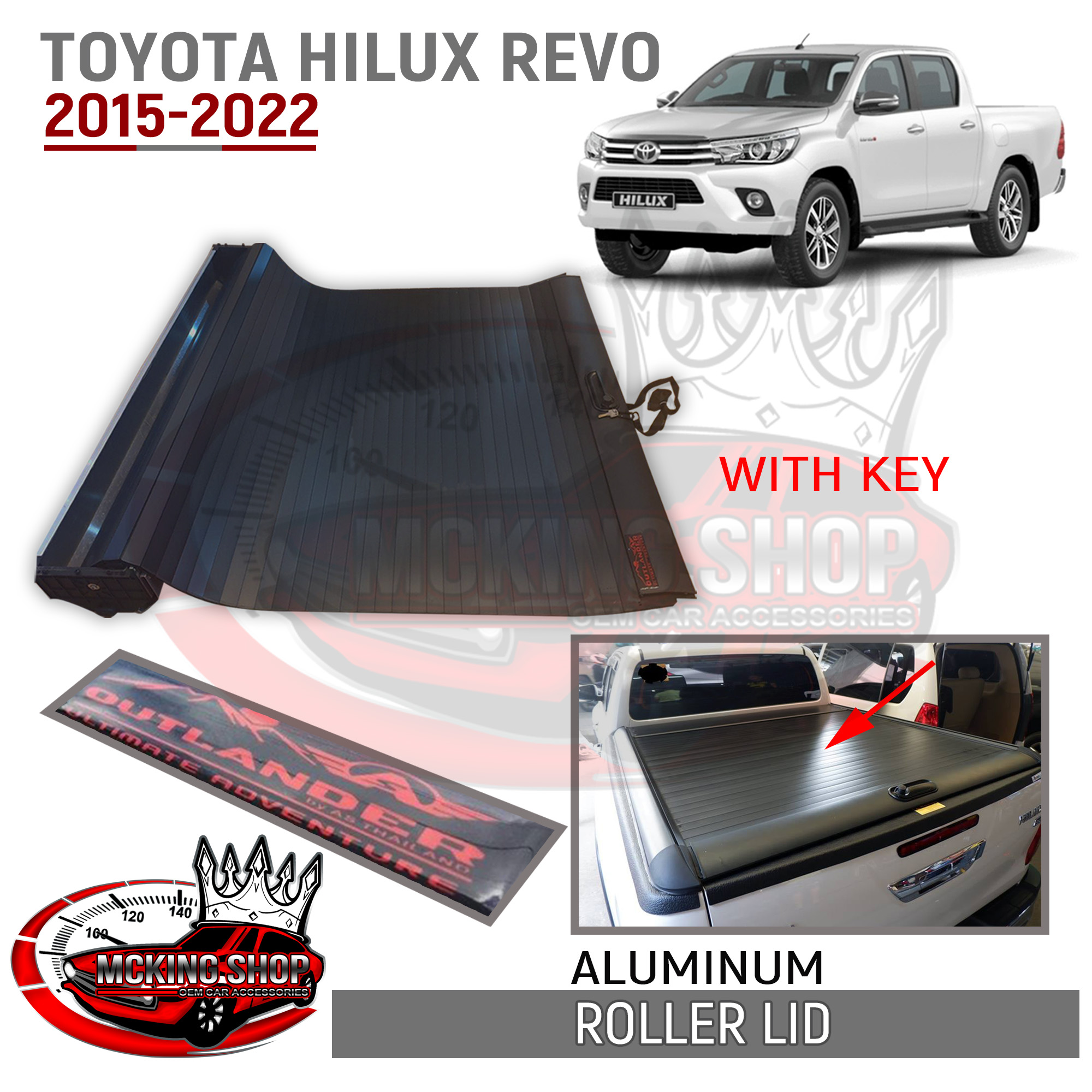 Toyota Hilux Revo 2015-2022 OUTLANDER Aluminum Roller lid (Black ...
